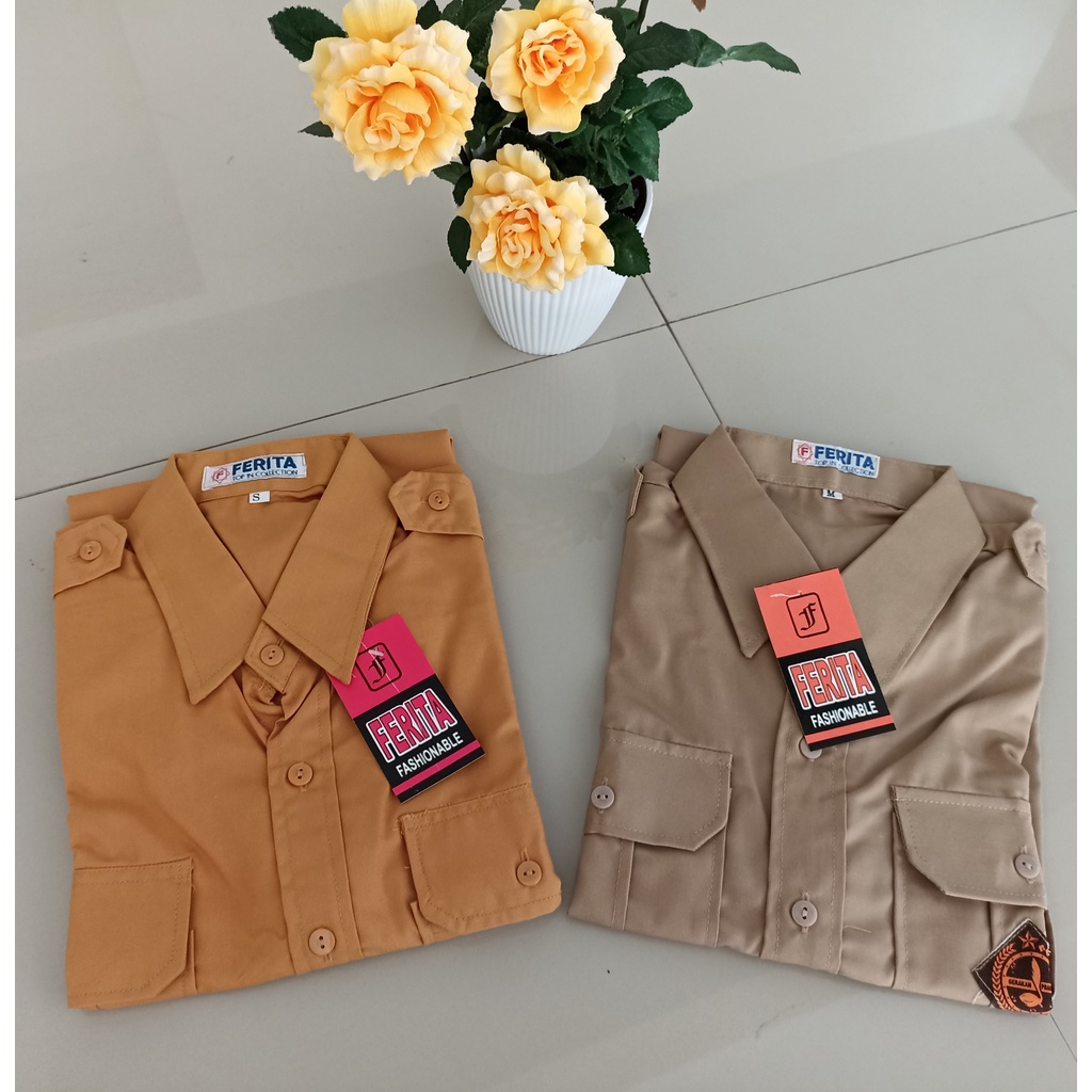 Jual Seragam Pramuka Penggalang / Lengan Pendek/ Saku 1 Dada dan Saku 2 Dada/ Katun Oxford ...