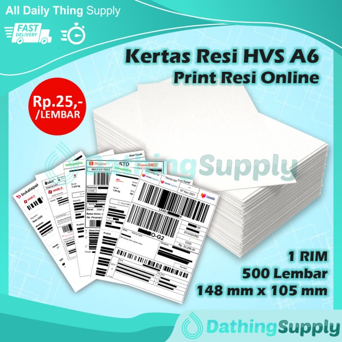 Jual Kertas HVS A6 Bisa Untuk Print Label Pengiriman / Cetak Resi / 1 ...