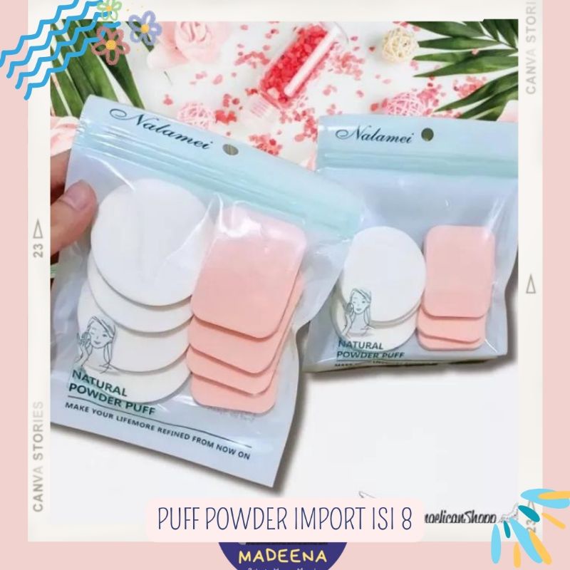 Jual MURAH | Spons Bedak Isi 8 Bulat & Persegi / Puff Powder Sponge ...