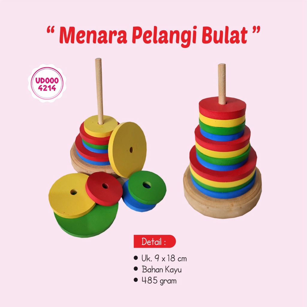 Jual Menara Pelangi Bulat Mainan Kayu Edukasi Anak-Alat Peraga | Shopee ...