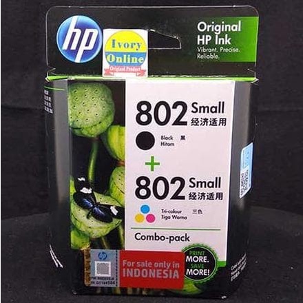 Jual TINTA PRINTER HP 802 SMALL COMBO PACK BLACK AND TRI COLOUR ...
