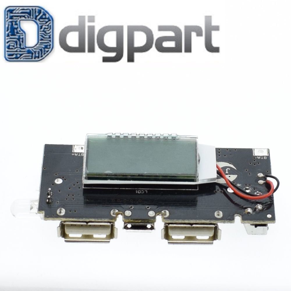 Jual Dual USB 5V 1A 2.1A Mobile Power Bank 18650 Battery LCD Solar Charging for Phone DIY Module ...