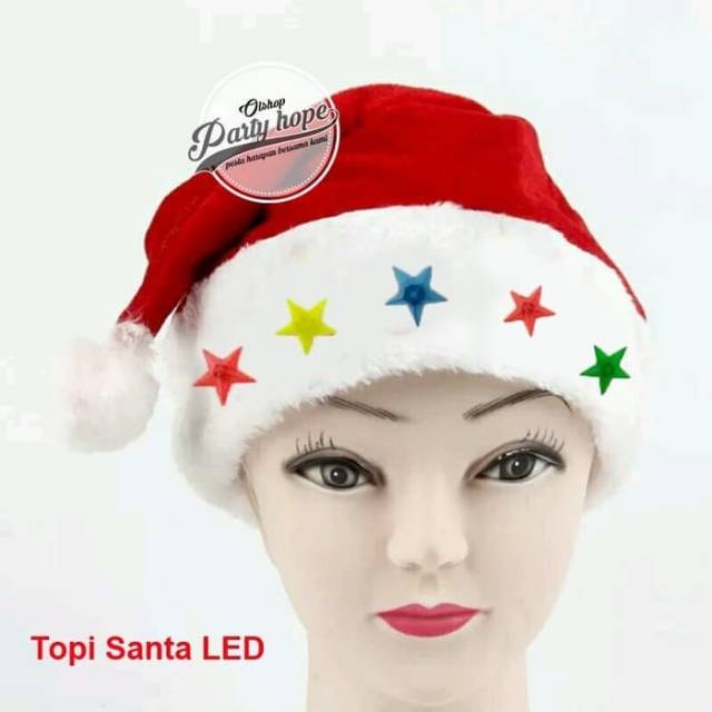 Jual topi natal santa LED / aksesoris natal / topi santa nyala / all ...