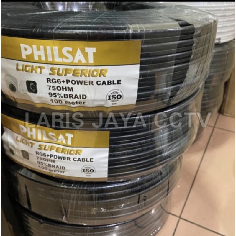 Jual Kabel CCTV RG6 Power 100 meter merk Philsat | Shopee Indonesia