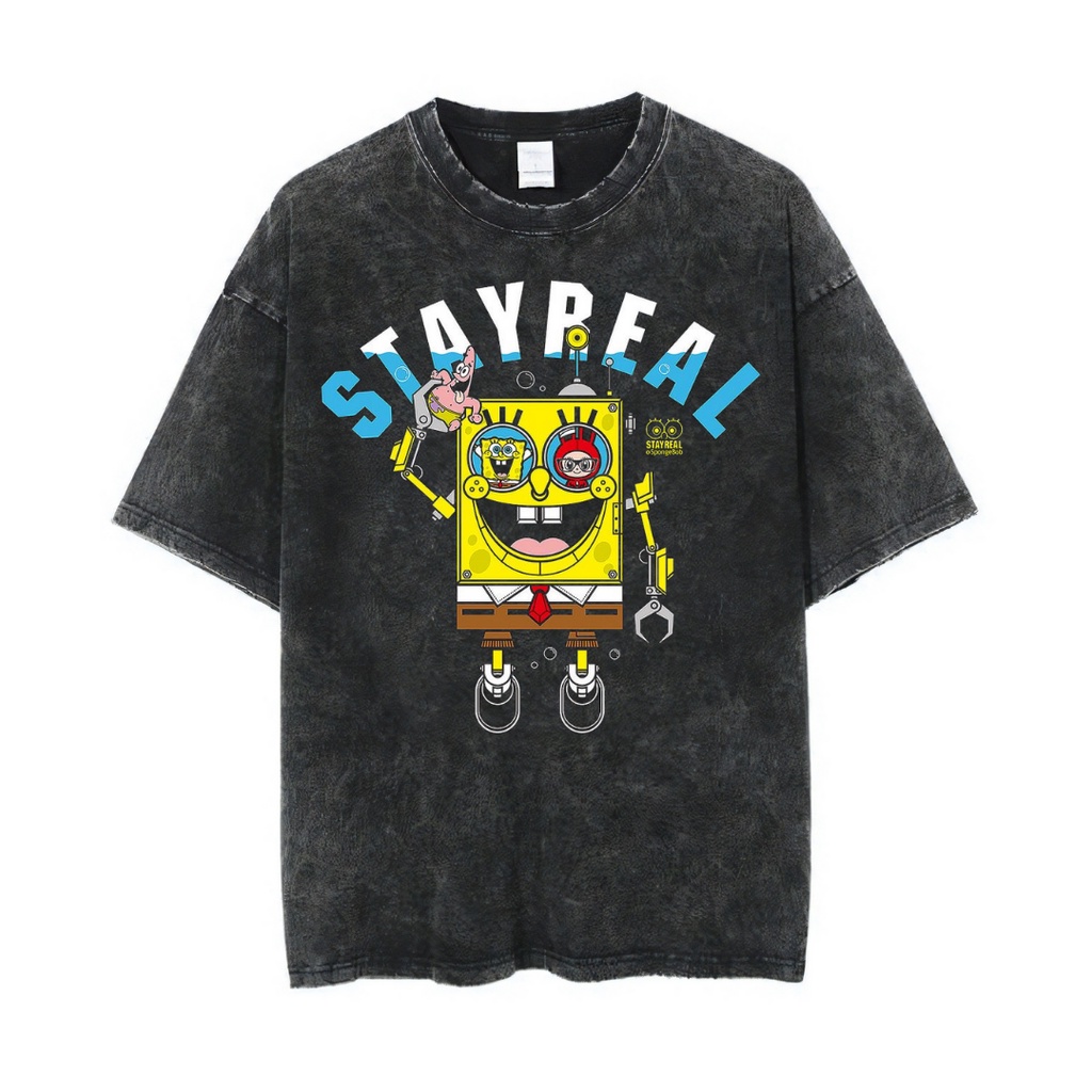 Jual Psycho Crucify "Stay Real Spongebob Squarepants" Oversized T-Shirt ...