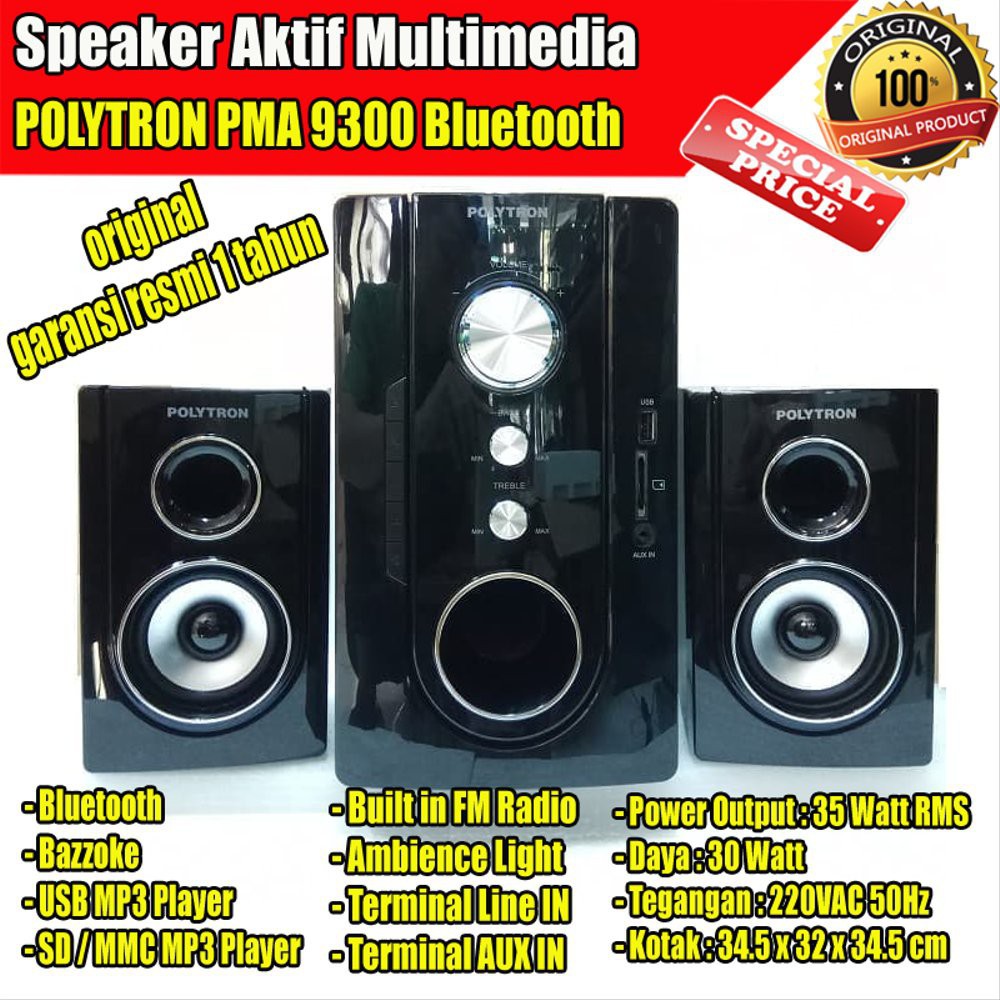 Jual SPEAKER POLYTRON PMA 9300 / SPEAKER BLUETOOTH / AUX / USB / RADIO ...