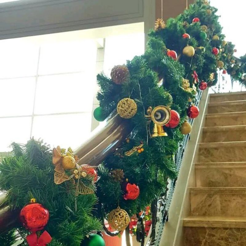 Jual 2,7 Meter Garland Natal 200T Hijau Bahan PVC Premium Tebal ...