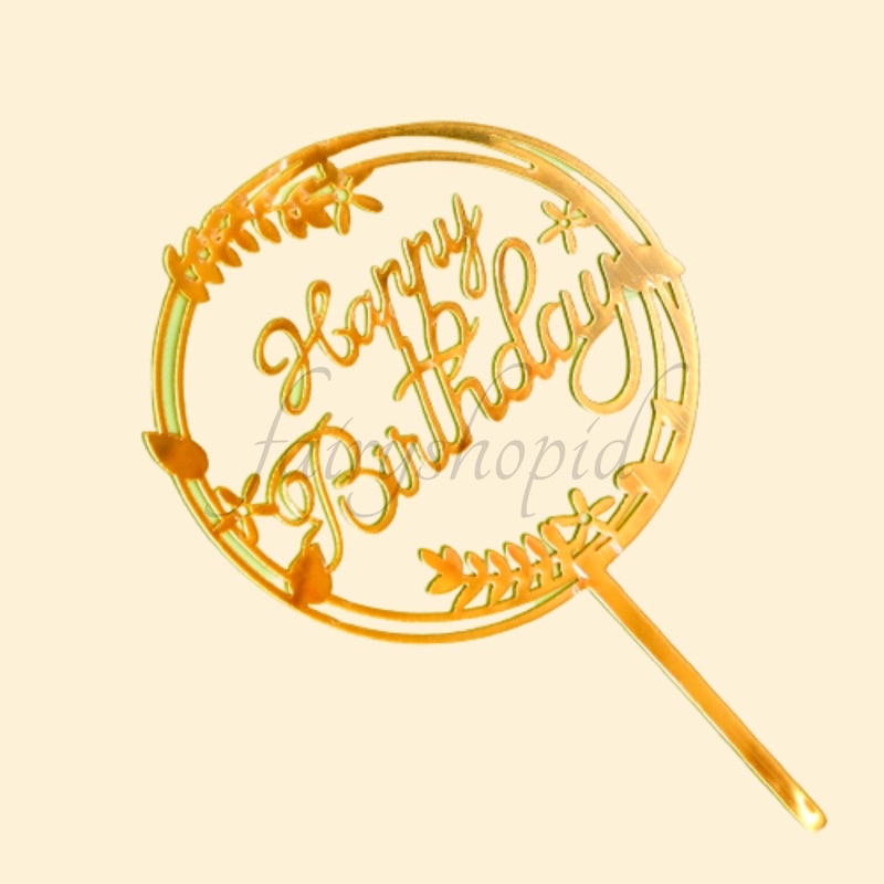 Jual TOPPER KUE ULANG TAHUN AKRILIK BULAT DAUN / TOPPER HAPPY BIRTHDAY ...