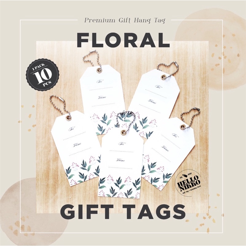 Jual Floral Gift Tag - Hang tag kartu ucapan kado sticker hampers ...