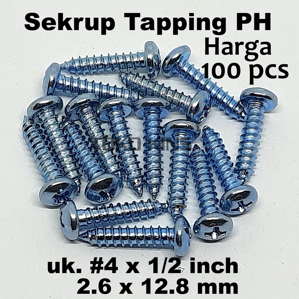 Jual Sekrup PH 4 x 1/2 " per 100 pcs Tapping PAB Skrup 2.5 x 12 mm ...