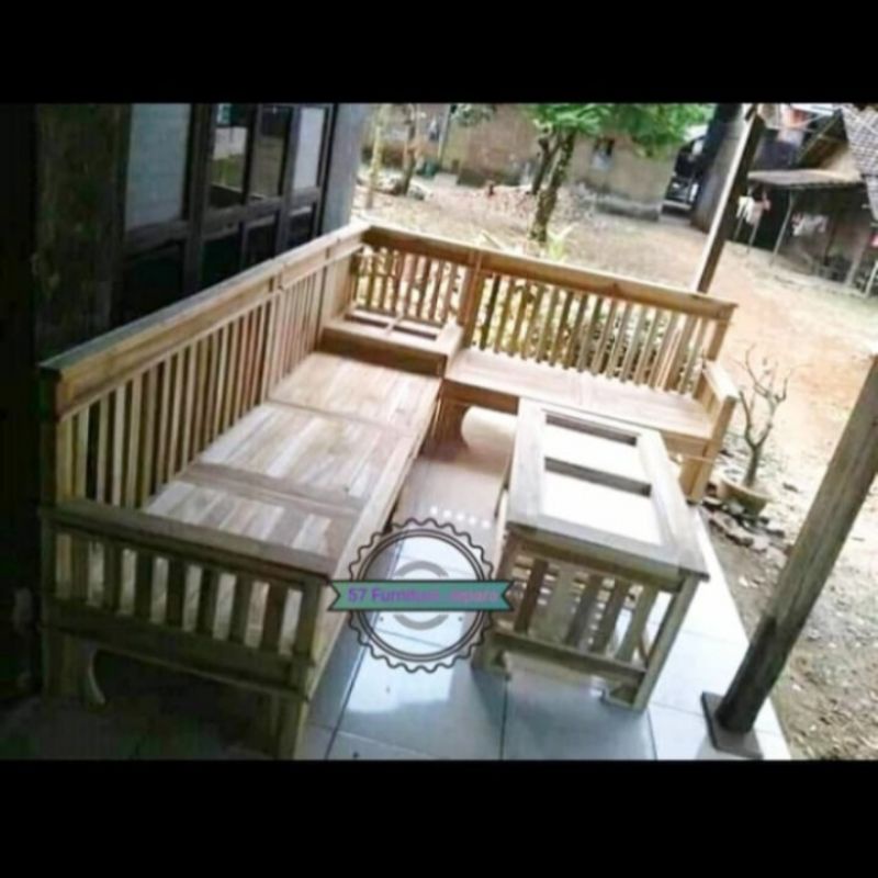 Jual Meja kursi sudut/pojok minimalis kayu jati mentahan model jari ...