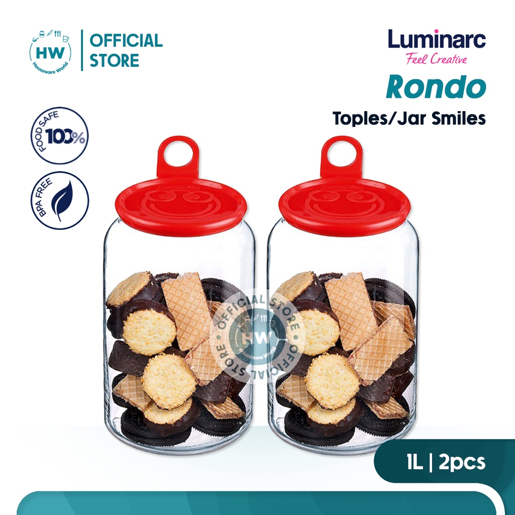 Jual Luminarc Toples/Jar Rondo Smiles 1L - 2Pcs | Shopee Indonesia