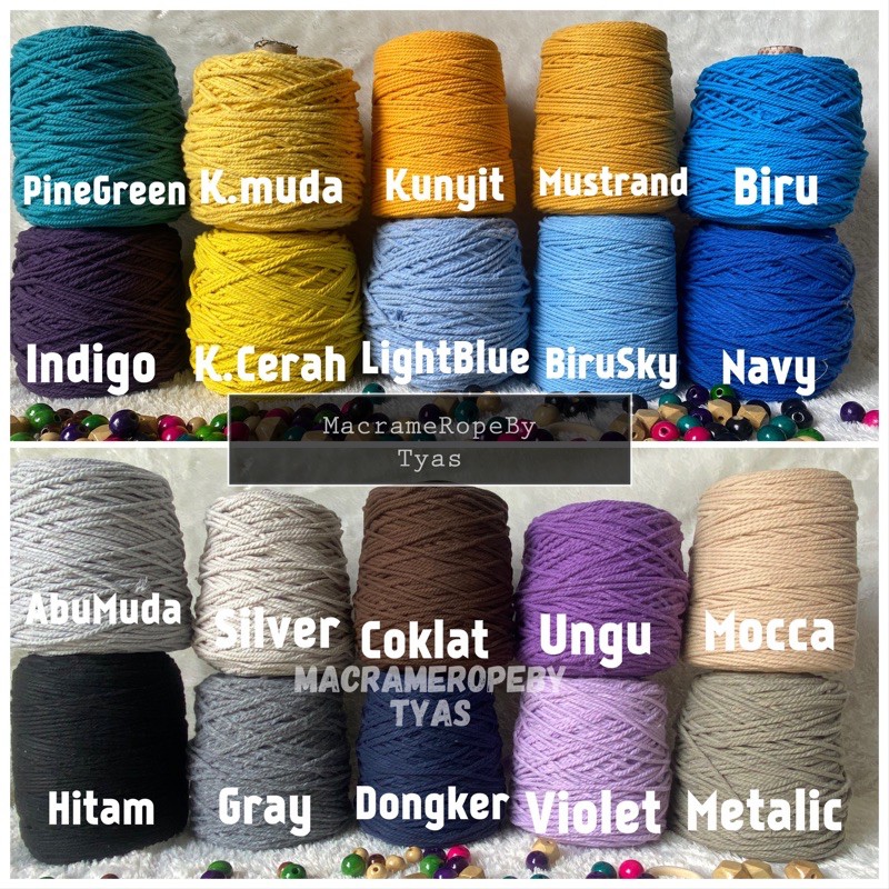 Jual tali macrame warna 1kg, benang macrame part 2 | Shopee Indonesia