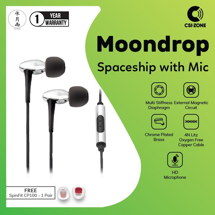 Jual Moondrop Spaceship Hifi Dynamic In Ear Earphones With Mic Chrome ...