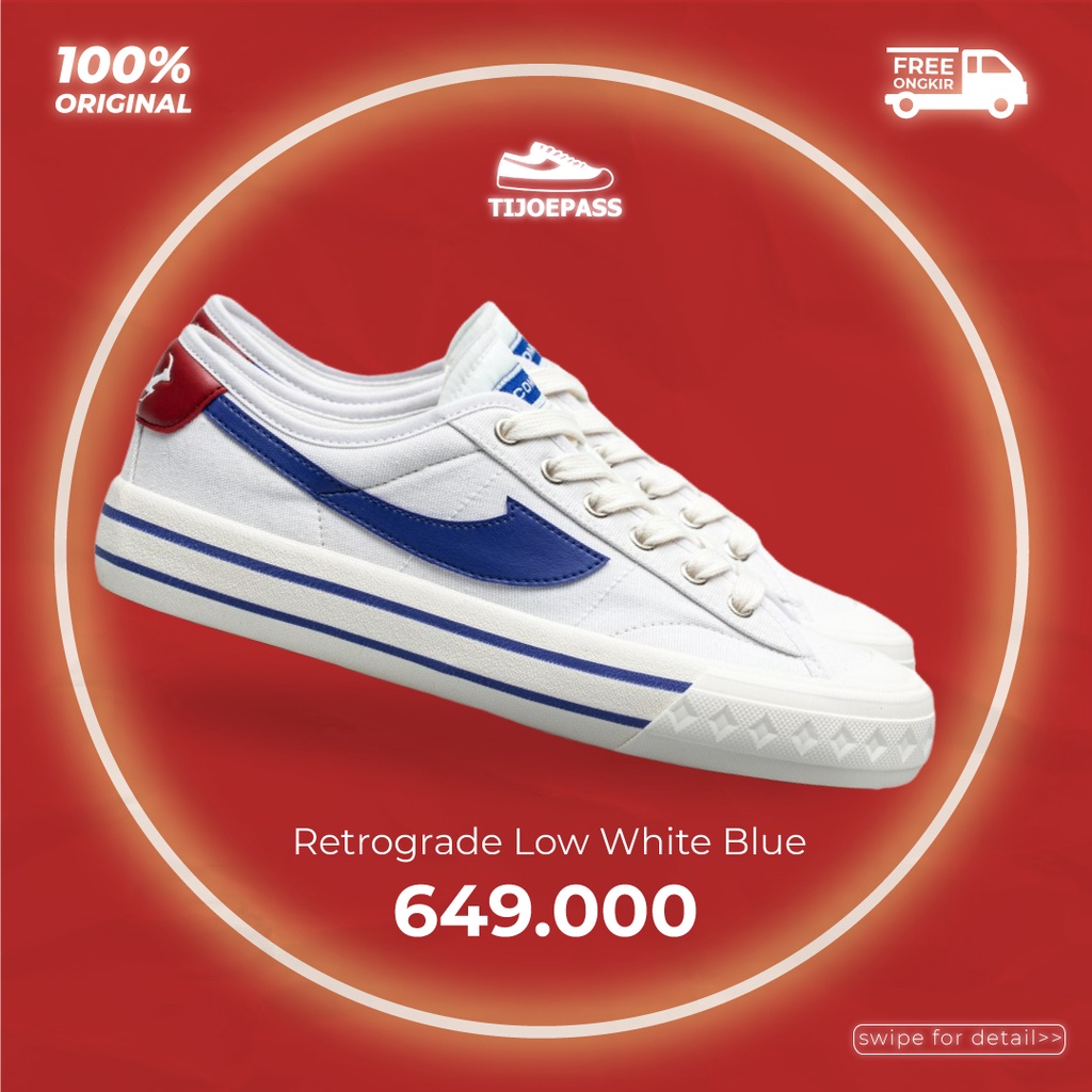 Jual [ORIGINAL] SEPATU COMPASS RETROGRADE WHITE BLUE LOW | Shopee Indonesia