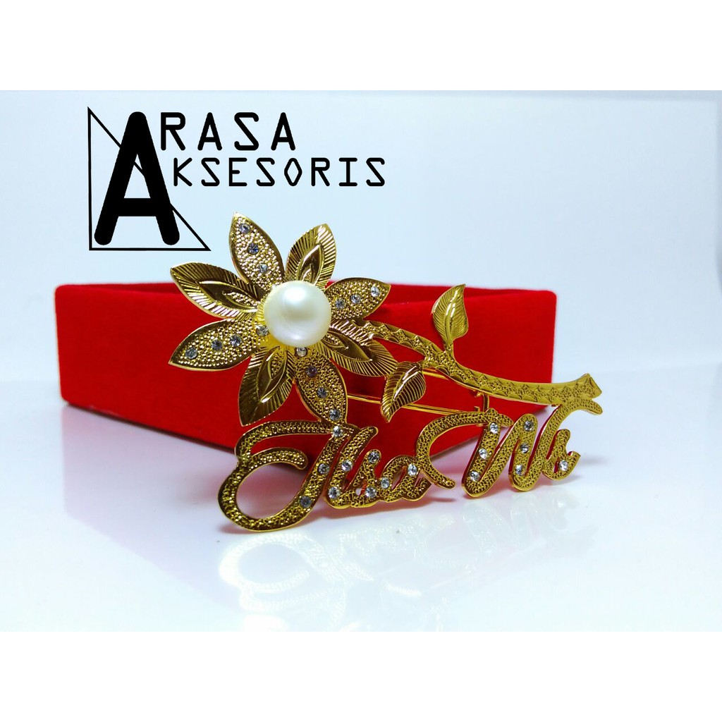 Jual Bros Nama Custom Lapis Emas Nama Sendiri Bunga Mutiara | Shopee ...
