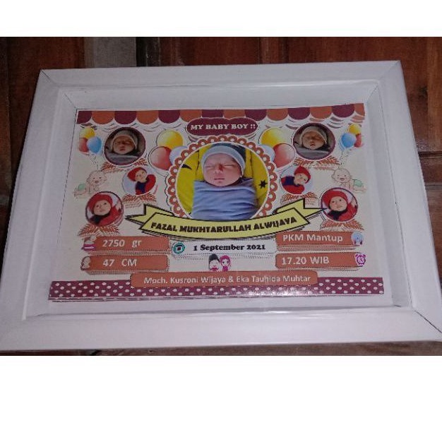 Jual FRAME BIODATA BAYI 3D MINIMALIS/BINGKAI 3D AESTHETIC/POP UP/KADO ...
