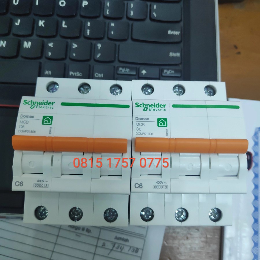 Jual MCB DOMAE 3P 6A 10A 16A 20A 25A 32A 40A DOMAE 6KA SCHNEIDER | Shopee Indonesia