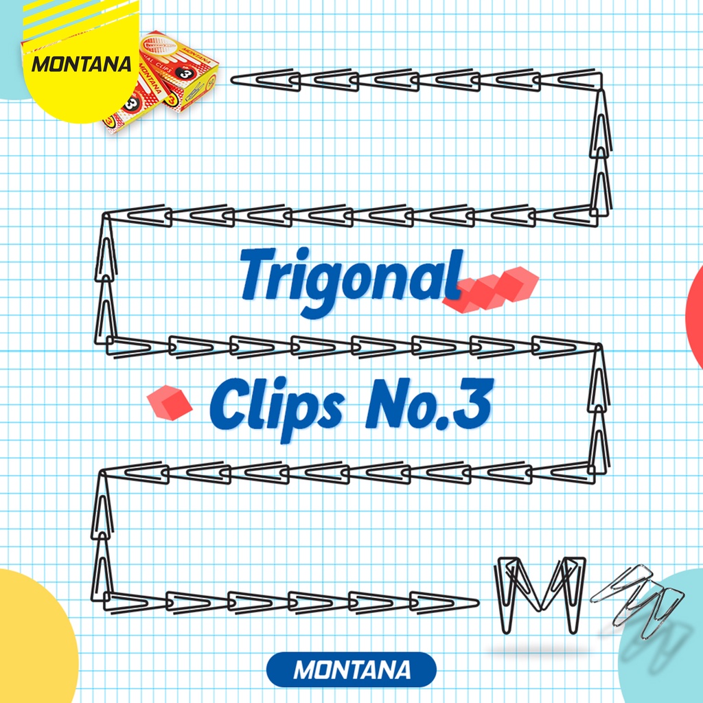Jual MONTANA Trigonal Clips Penjepit Kertas No. 3 25mm Paperclip Klip ...