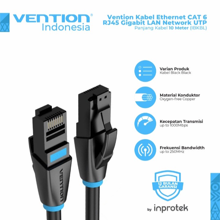Jual VENTION Kabel LAN RJ45 Gigabit Ethernet Cat6 Vention 10M Kabel LAN RJ45 Cat.6 UTP Ethernet ...
