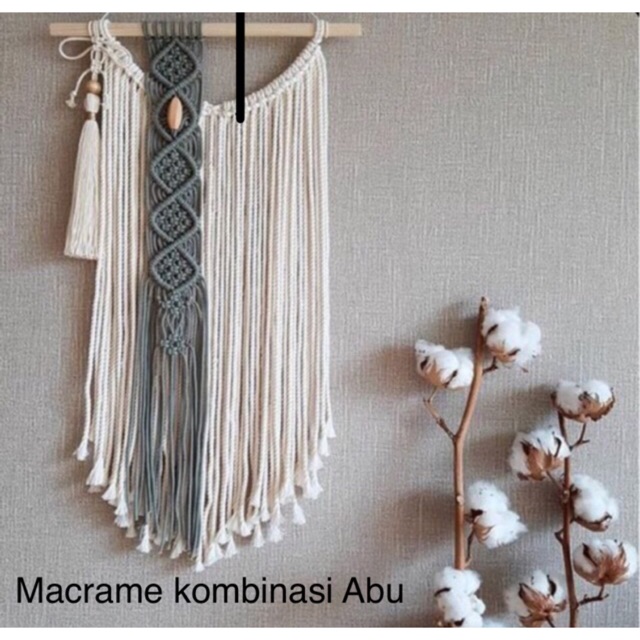 Jual Macrame kombinasi abu wall hanging dekorasi tali makrame | Shopee ...