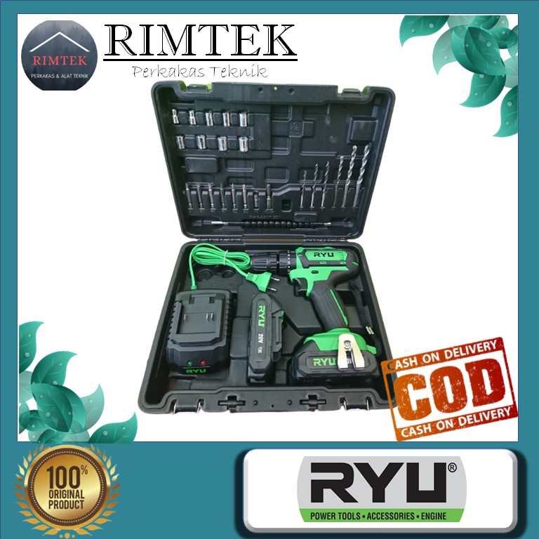 Jual BOR BATERAI CORDLESS IMPACT DRILL BOR BATERAI RYU 20v RYU RCI 20v ...