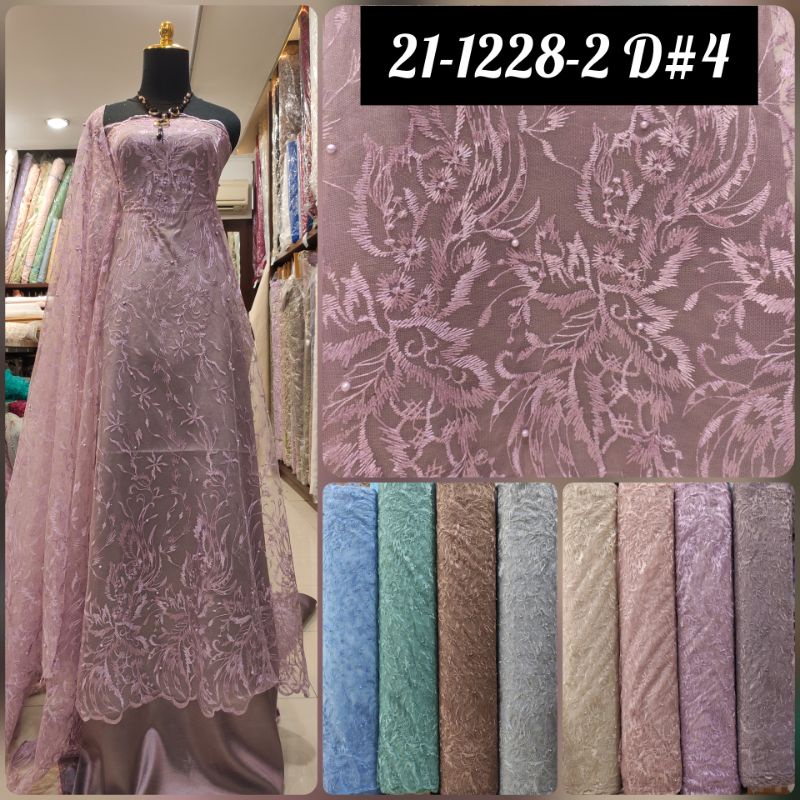 Jual Kain Brokat Tile Motif Bunga Cantik AT043/22 21-1228-2 D#4 (Promo ...