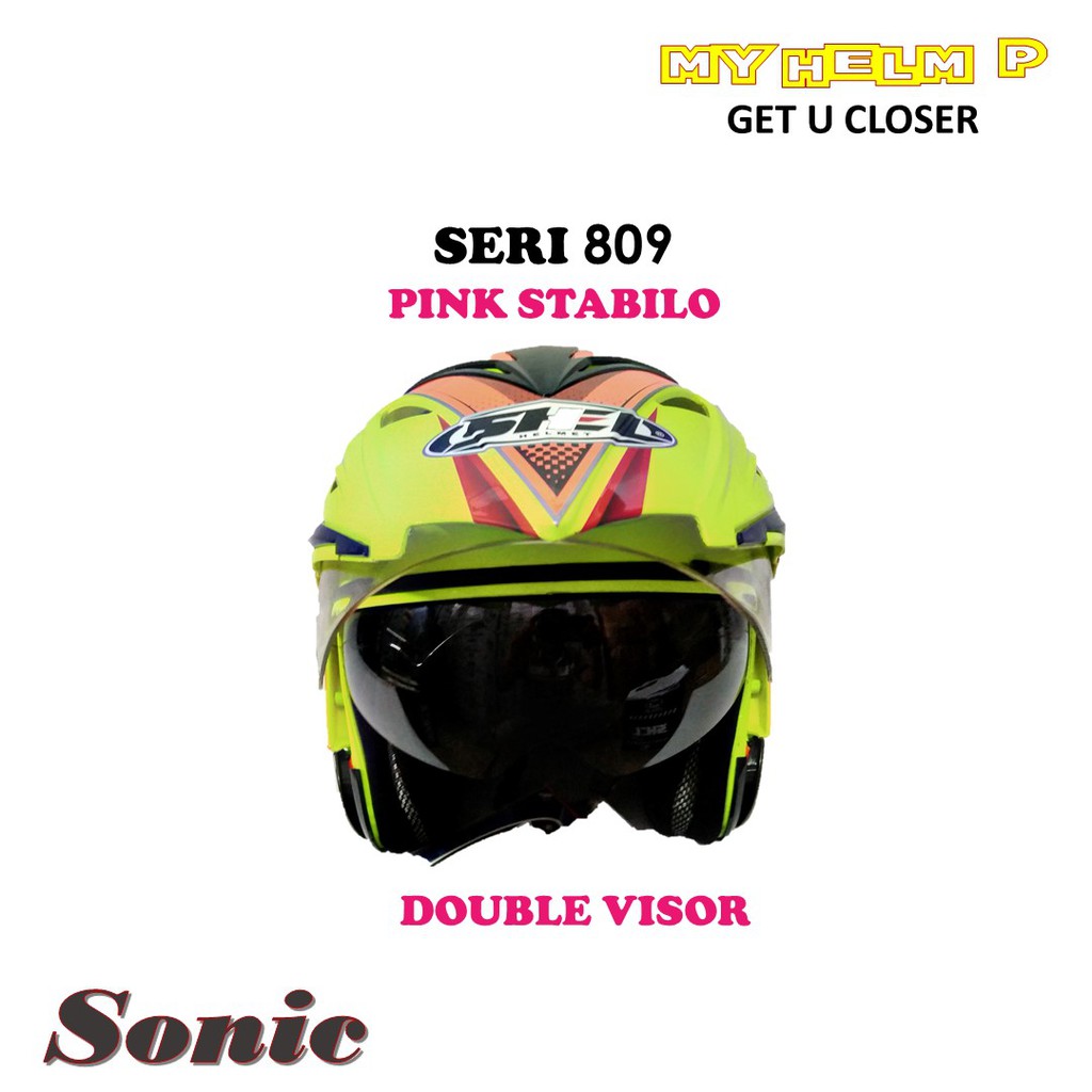 Jual HELM HALF FACE SHELL SONIC MOTIF DOUBLE VISOR BUSA FULL KNOCKDOWN ...