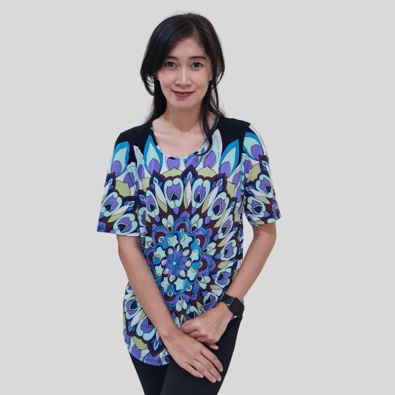 Jual [2 varian] MILANO - blouse lengan pendek wanita motif batik ...