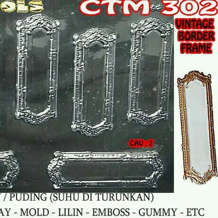 Jual Cetakan Coklat CTM-302 Vintage Border Frame Persegi 11 CM | Shopee ...