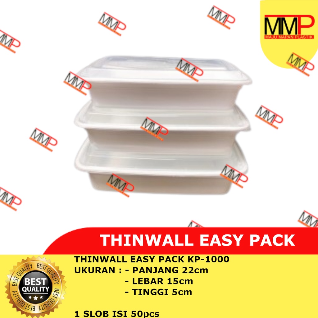 Jual [50 pcs] Easy Pack Thinwall Rectangular KP1000 Putih Susu 1000 ml | Shopee Indonesia