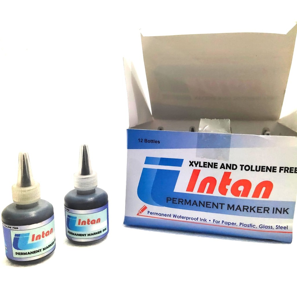 Jual Tinta Spidol Intan Permanent Marker Ink Hitam 1 LUSIN | Shopee ...