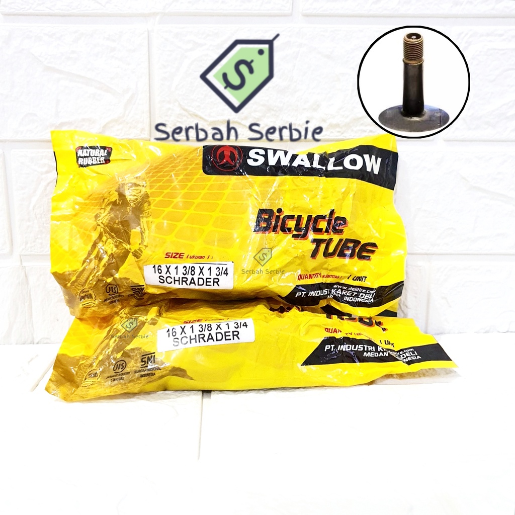 Jual BAN DALAM SEPEDA 16 X 1 3/8 X 1 3/4 SWALLOW DELI TIRE SCHRADER VALVE AV PENTIL MOTOR 16 ...