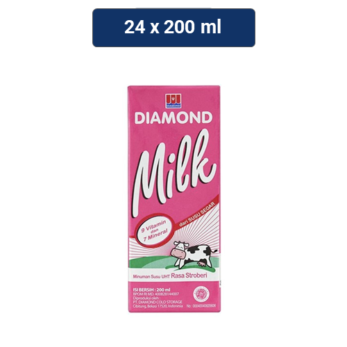 Jual Diamond UHT Milk Strawberry 24 x 200 ml | Shopee Indonesia