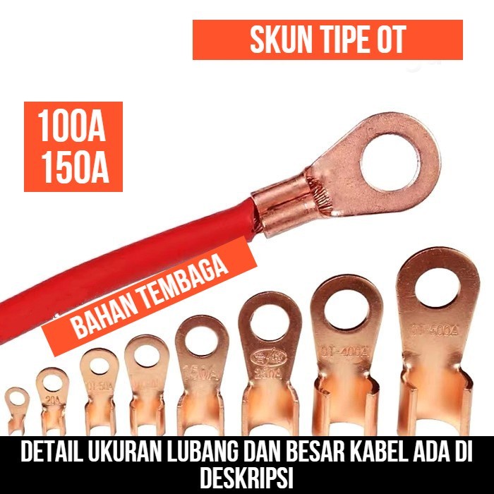 Jual Skun OT-100A 150A 100 A 150 A Kabel Terminal Tembaga | Shopee ...