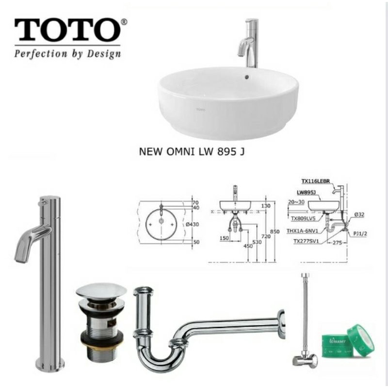 Jual Wastafel TOTO LW895J W/F Comp Set Kran Dingin TX123LESN | Shopee ...