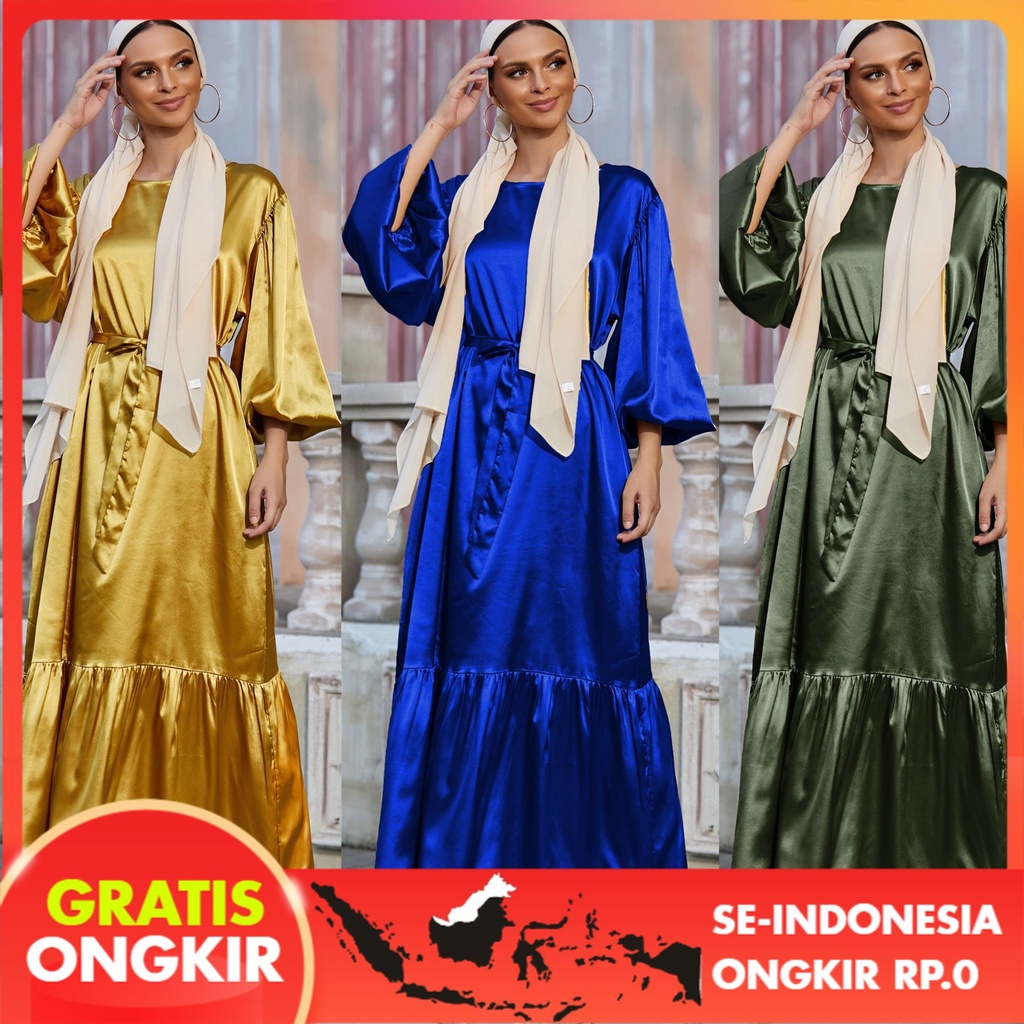 Jual Pakaian Wanita Korset Puff Sleeve Gaun 2021 Dubai Gaun Elegan ...