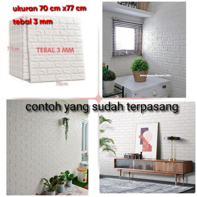Jual Wallpaper Dinding 3D Foam Motif Batu Bata putih | Shopee Indonesia
