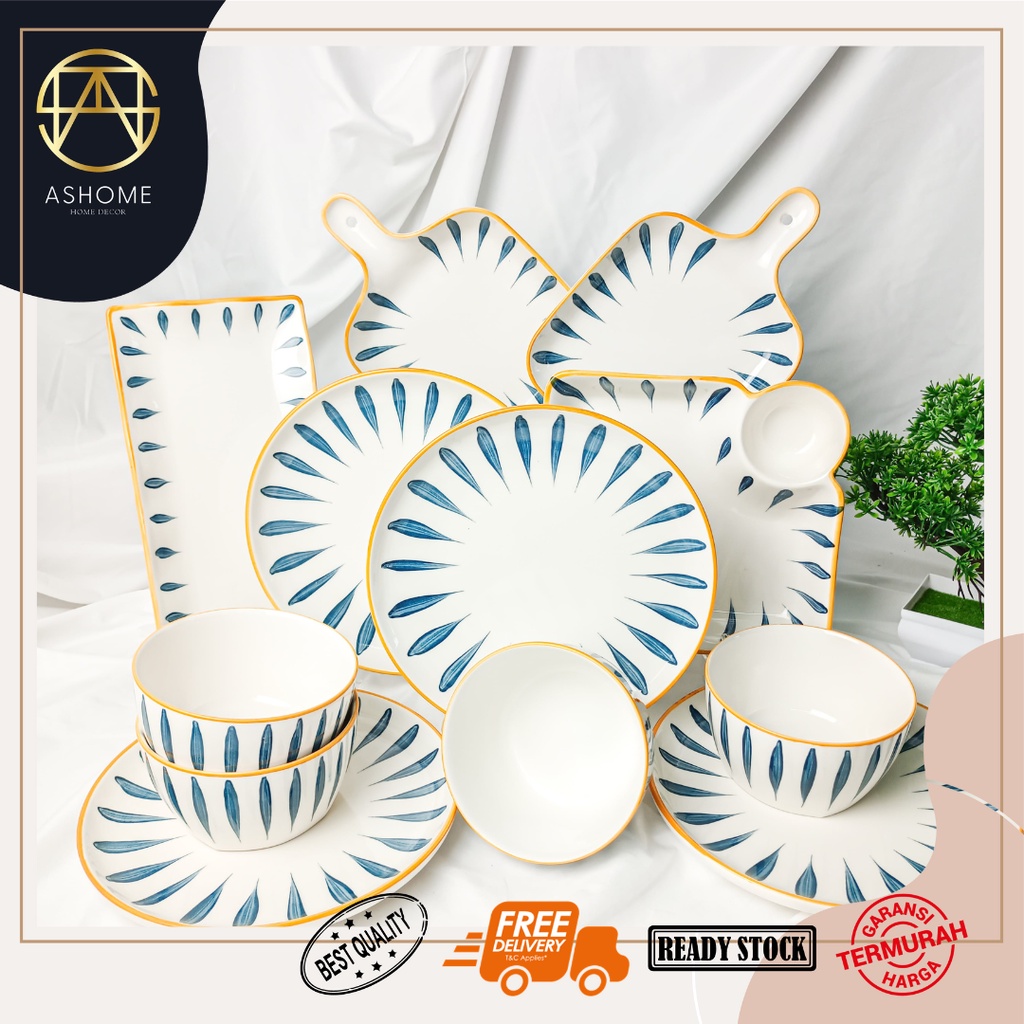 Jual ASHOME Piring Set 4 Orang Motif Sendai Jepang Collection Isi 12 ...
