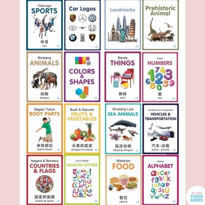 Jual My Own Flashcard / Flash Card Anak 3 Bahasa Kartu Pintar Edukasi ...