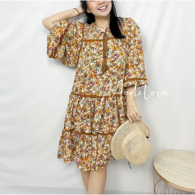 Jual MDLV ~ M18D04 Montana Dress – Tiered Floral Babydoll Look | Shopee ...
