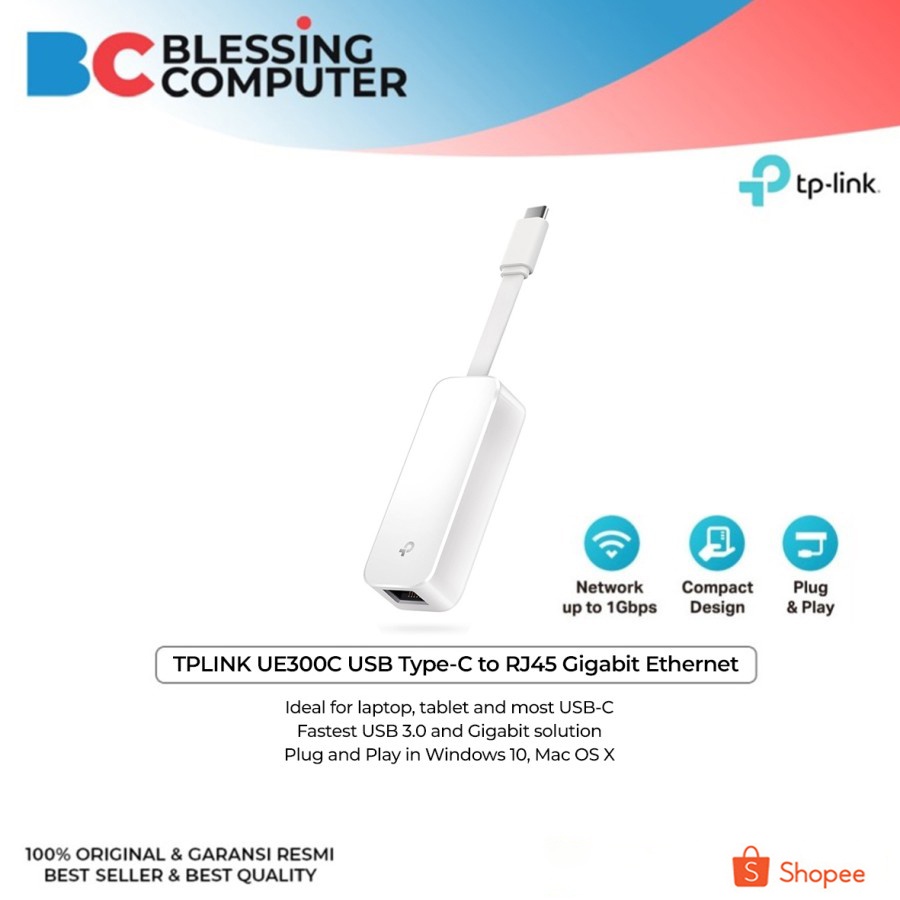 Jual TPLINK UE300C USB Type-C to RJ45 Gigabit Ethernet Network Adapter ...
