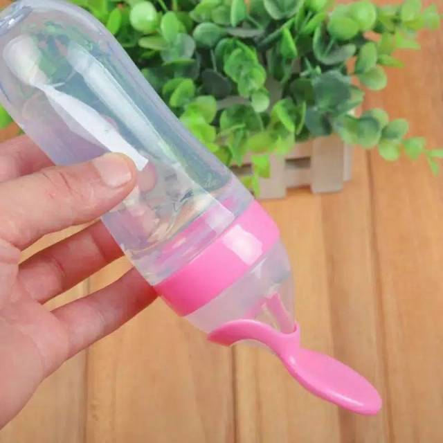 Jual Botol Sendok Makan Bayi Silicone Baby Feeder Bottle Import Botol Dot Sendok Makan BPA Free ...