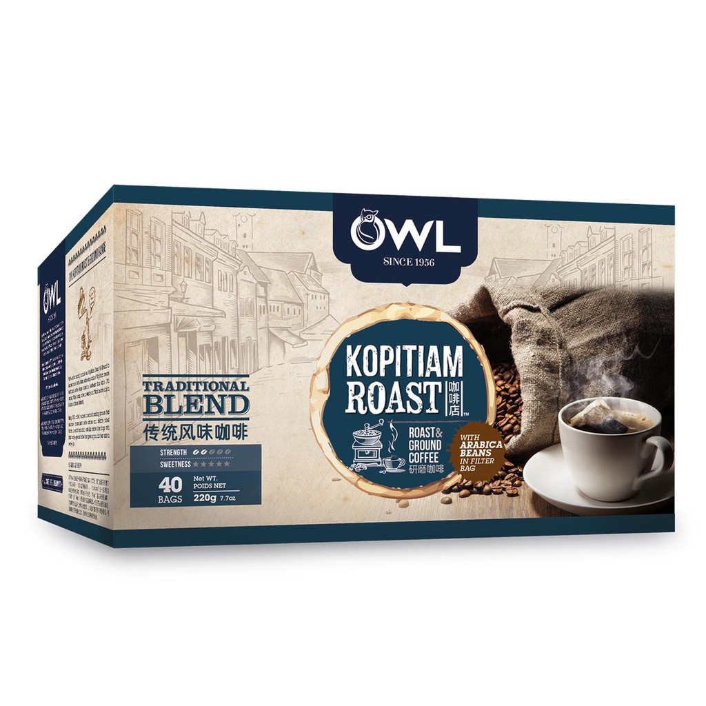 Jual Owl Kopitiam Roast Traditional Blend Coffee Bags 40 x 5.5g ...