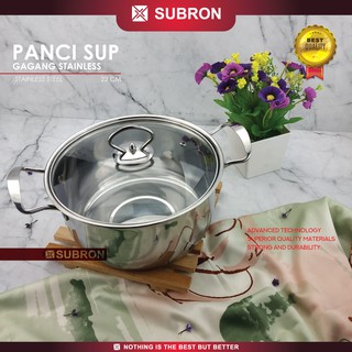 Jual SUBRON Panci Sup Soup Pot 22cm 24cm Stainless Steel Tutup Kaca ...