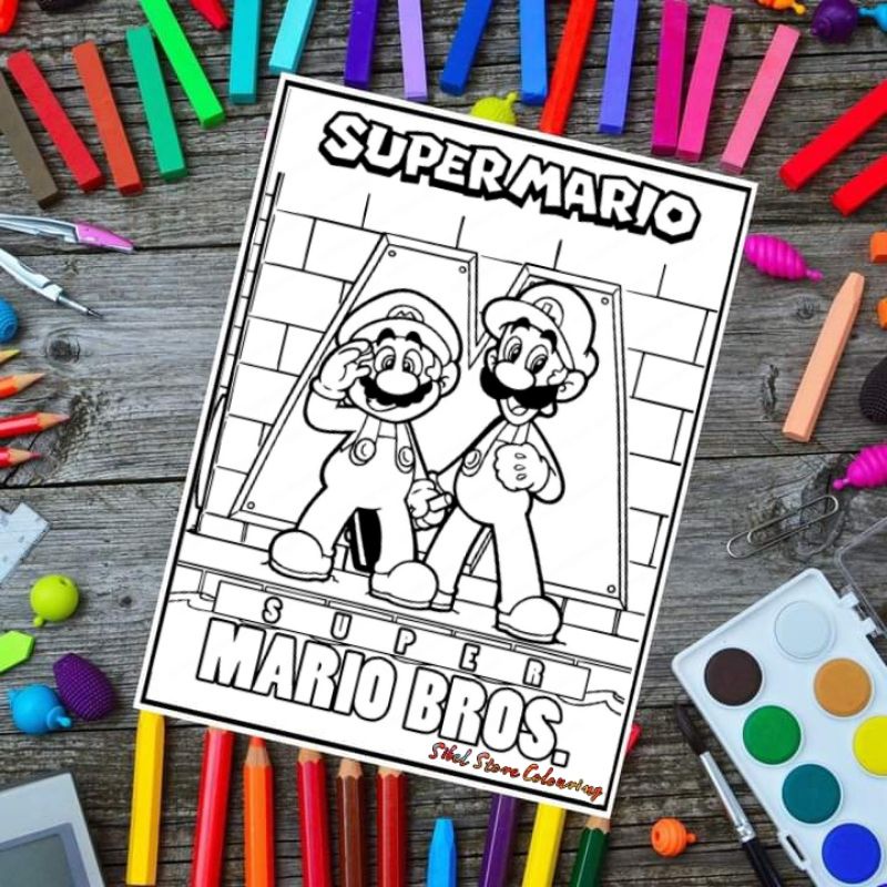 Jual Kertas Mewarnai Gambar Anak Tema Super Mario 01 - Kertas Brief ...