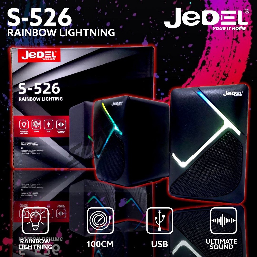 Jual Speaker Jedel S-526 Rainbow RGB Lightning 3.5mm Wired USB | Shopee Indonesia