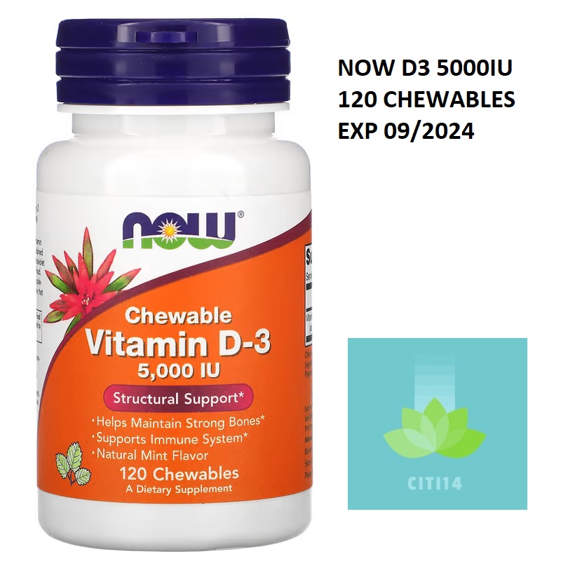 Jual NOW Vitamin D3 5000 IU 120 Chewables VIT D3 5000IU TABLET KUNYAH ...