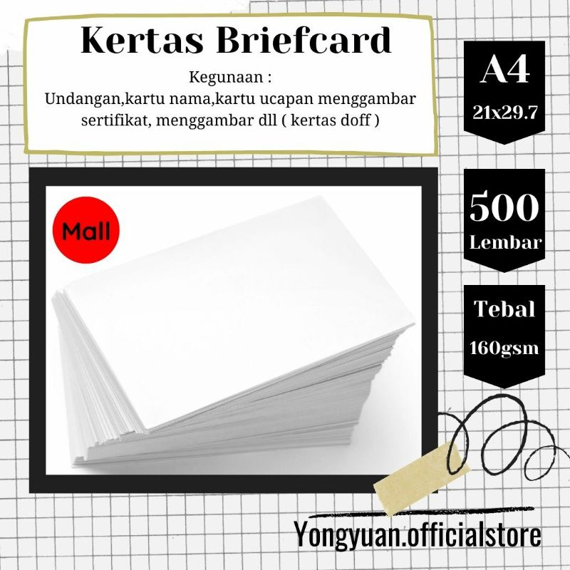 Jual [ 500 lembar A4 ] Bc / briefcard 160gsm | Shopee Indonesia