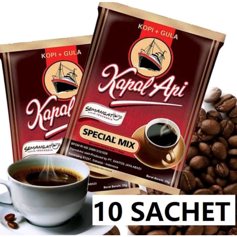 Jual Kapal Api Special Mix 1Renceng Kopi Hitam + Gula (10 Sachet @25gr) | Shopee Indonesia